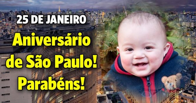 25 de Janeiro, aniversário de São Paulo, parabéns - Montagem de Fotos